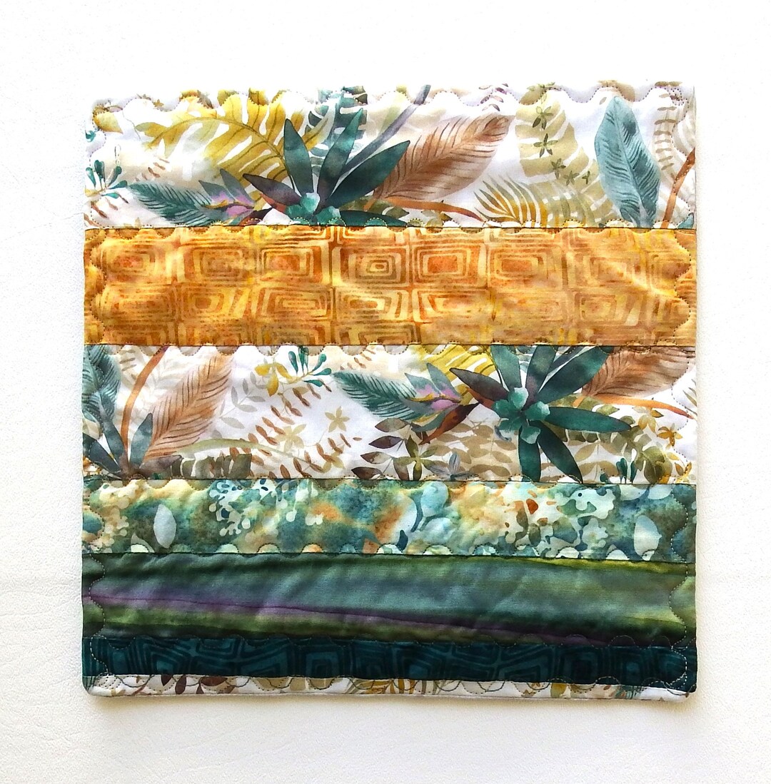 Quilted Mug Rug, Snack Mat, 9 Square, Batiks, Liberty of London ...