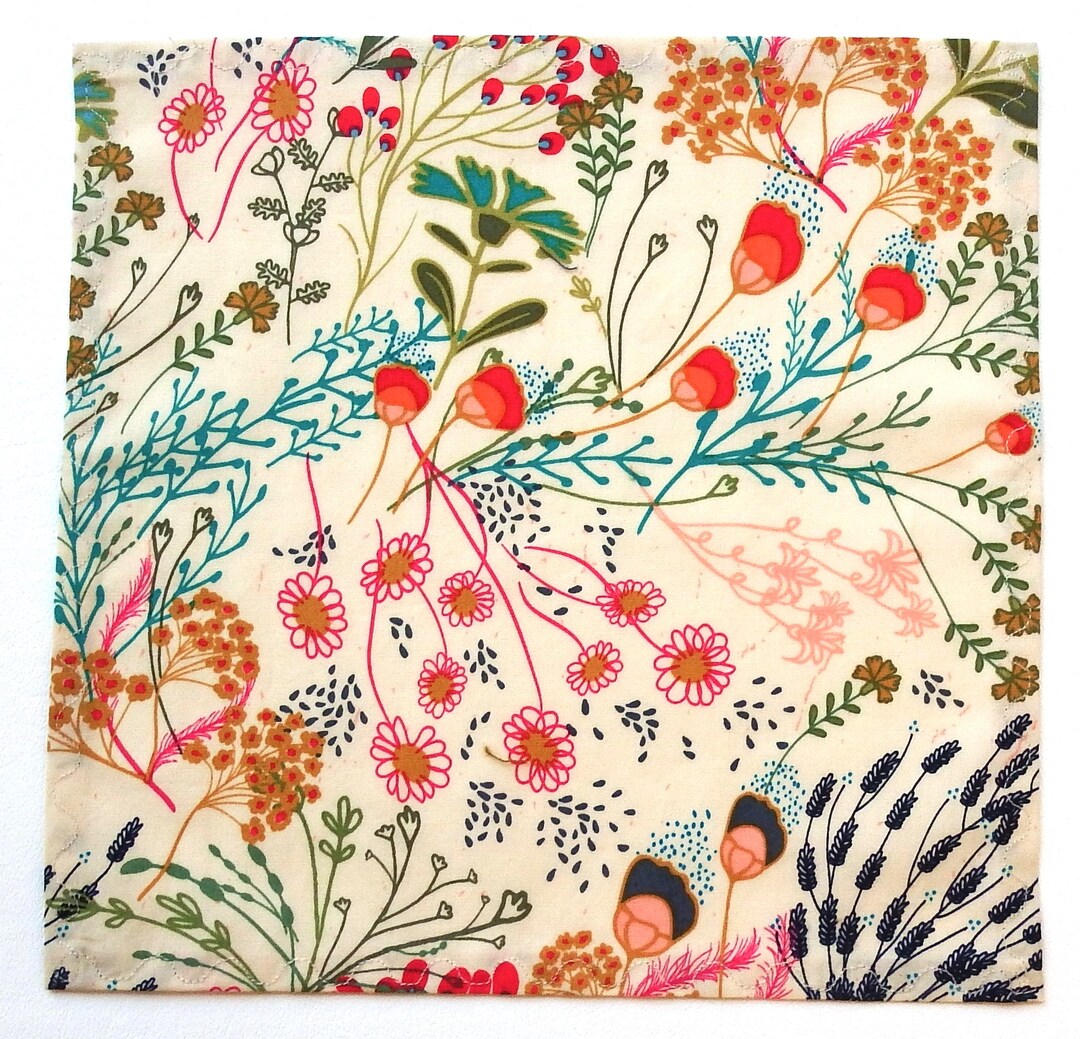 Windswept Floral Handkerchief, 9" Pocket Square, Smaller Size, Handmade Cotton Hankies, Weddings ...