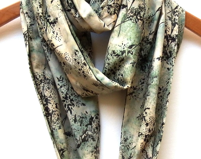 Queen Anne's Lace Batik Infinity Scarf: Hand-dyed Cotton, Sage & Forest ...