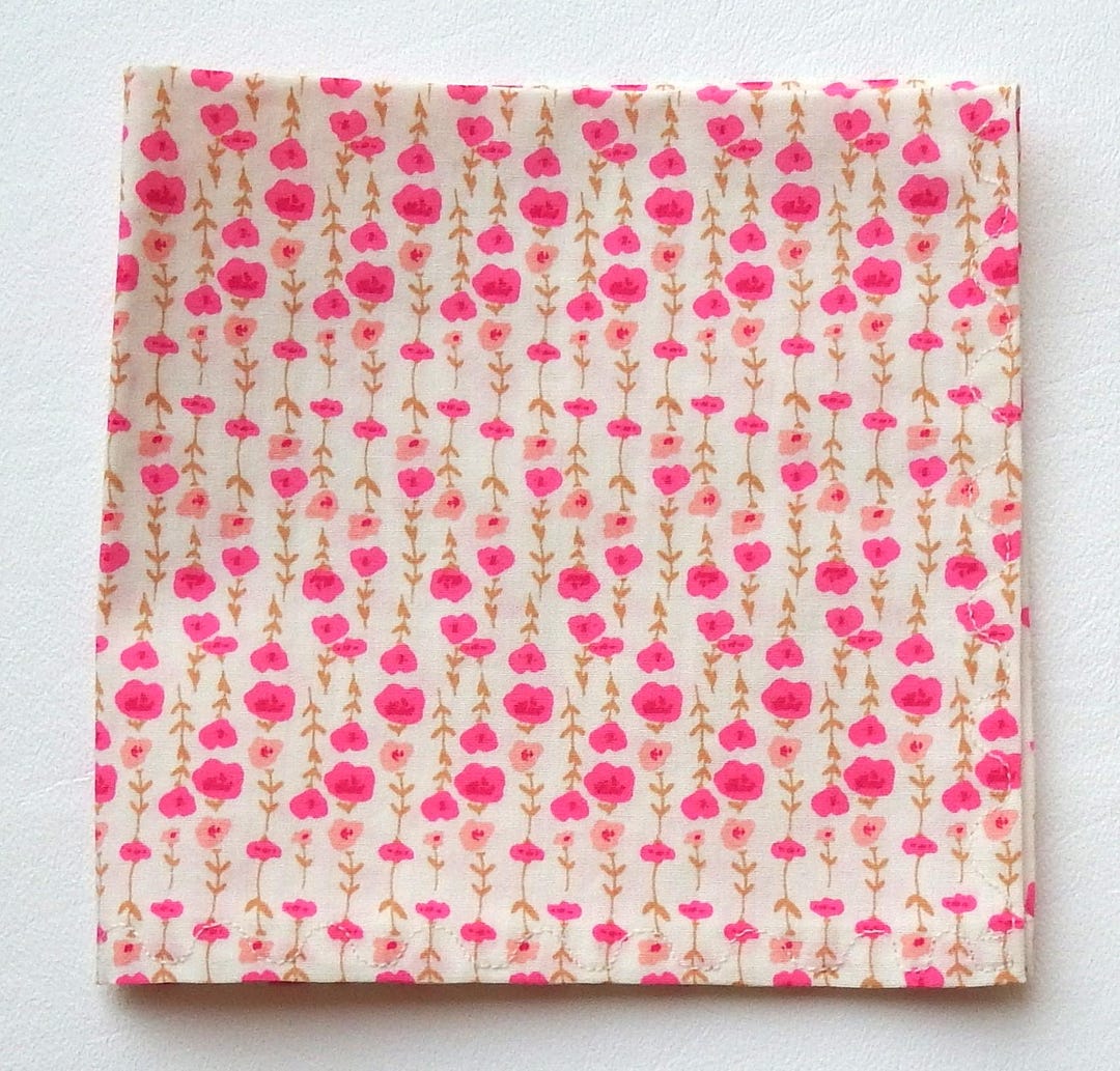 Cotton Handkerchief, Pink Posies, Floral, Handmade Cotton Hankies ...