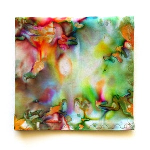 Cotton Batik Handkerchief, Mottled Orange Green Pink, 12 Pocket Square ...