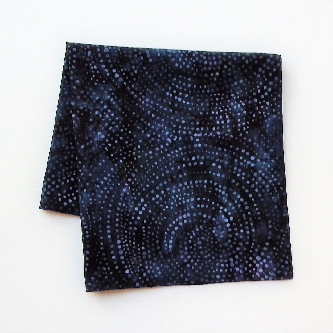 Blue Moon Handkerchief, 13" Square, Deep Navy Batik Hanky, Gifts for ...
