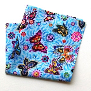 Butterfly Handkerchief, Mandalas, Turquoise, 13 Pocket Square, Cotton ...