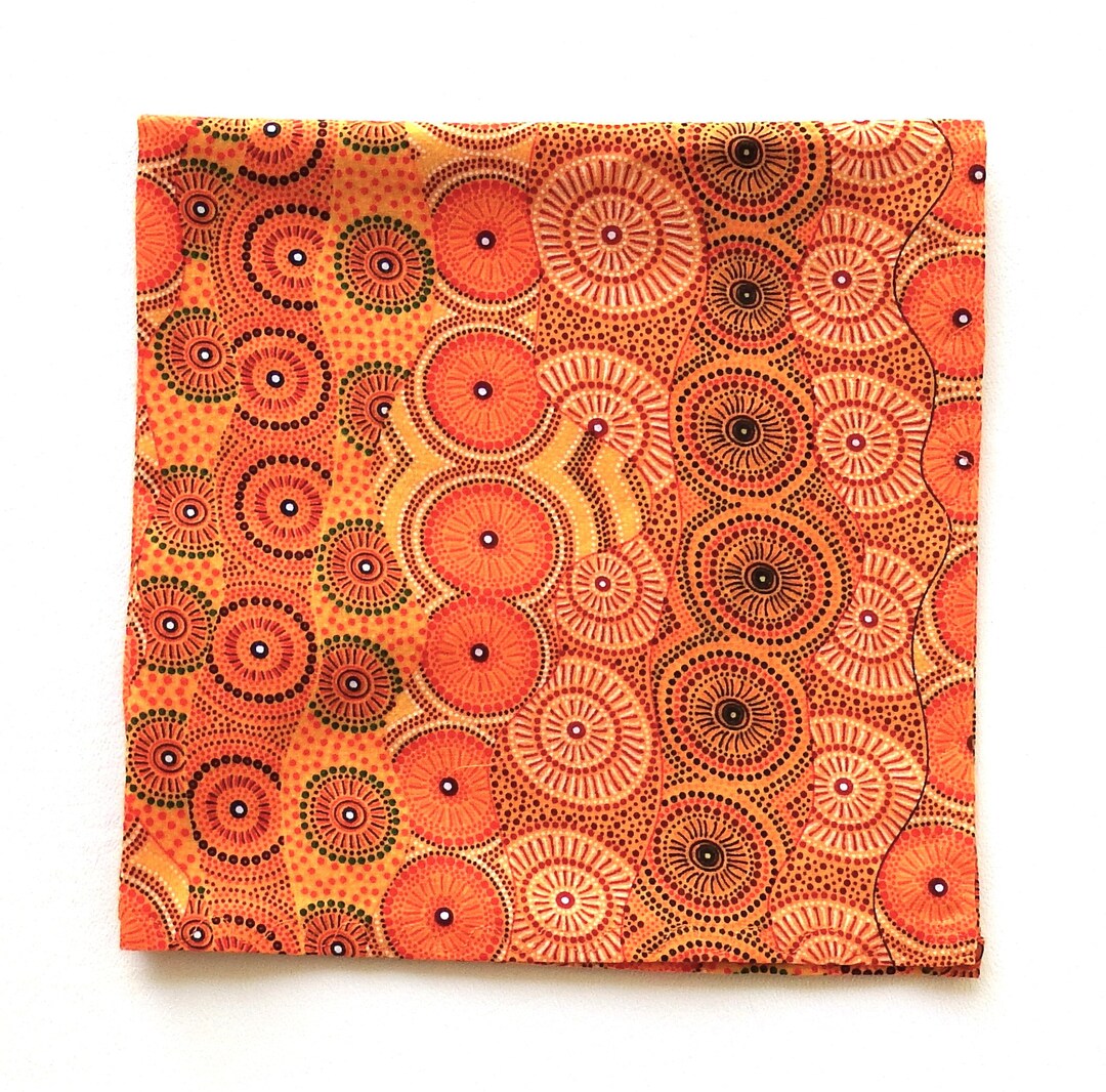 Orange Handkerchief, Australian Fabric, Black and Orange Circles and ...