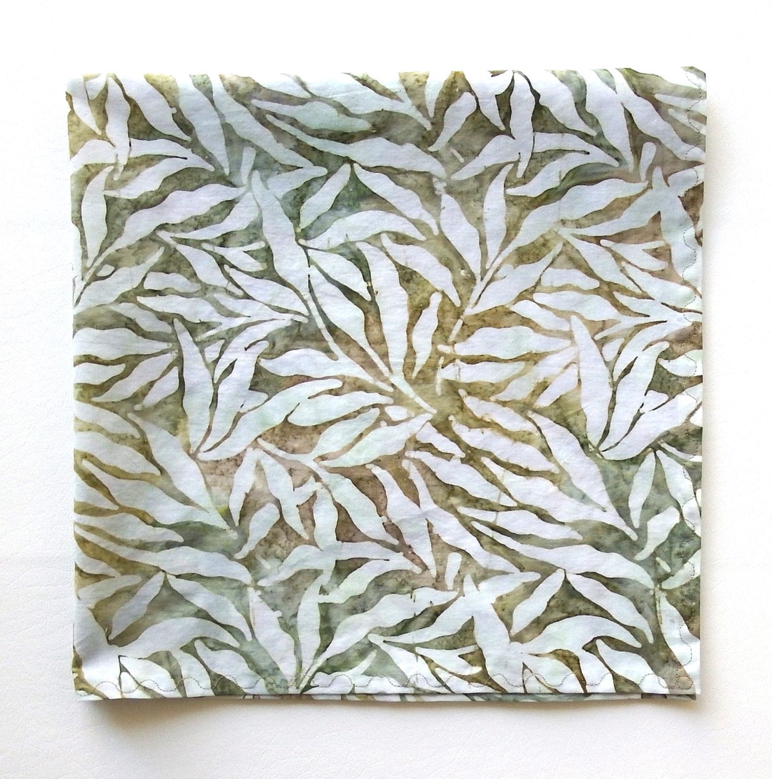 Batik Bandana, Sage Green Leaves, Gifts for Women and Men, 22" Square ...