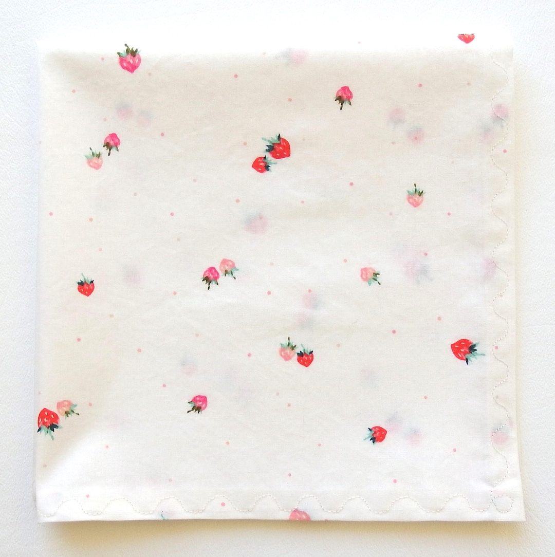 Strawberry Handkerchief: Pink Dot Cotton Hanky, Handmade Pocket Square ...