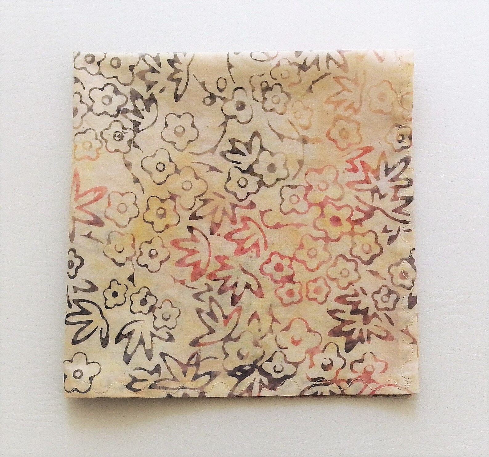 Cotton Batik Handkerchief Pastel Flowers 15 Square - Etsy