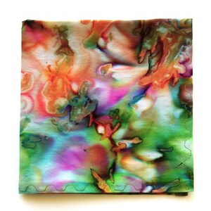 Cotton Batik Handkerchief, Mottled Orange Green Pink, 12 Pocket Square ...