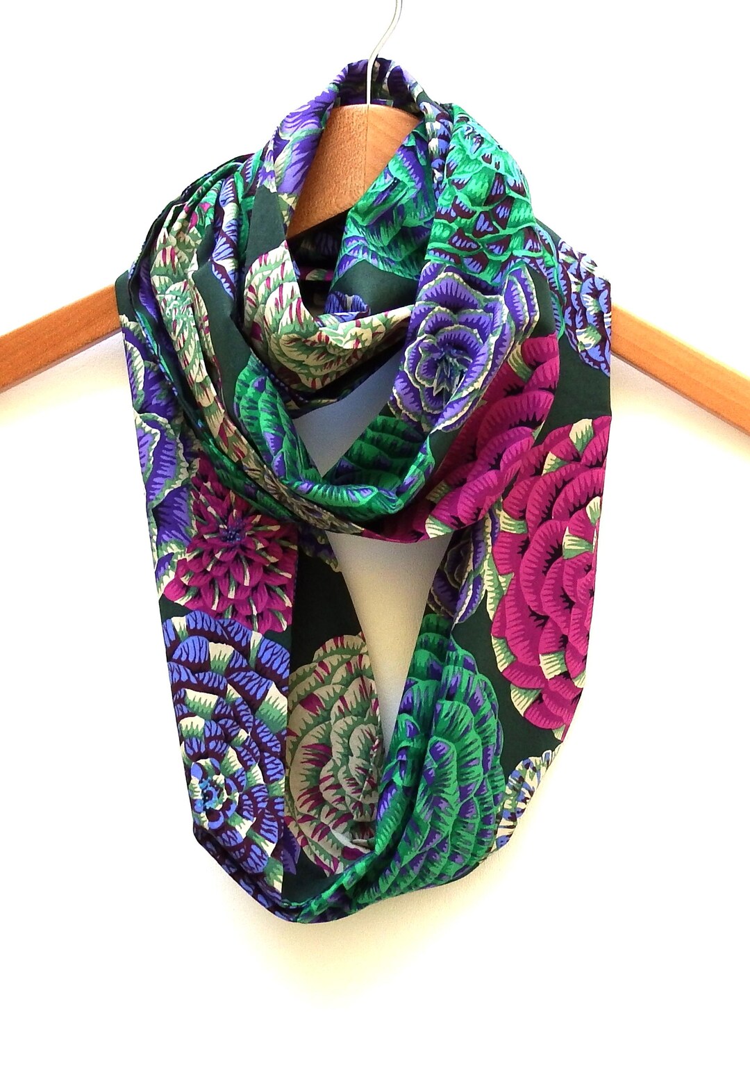 Floral Cotton Infinity Scarf: Kaffe Fassett Print Fabric, Lightweight ...
