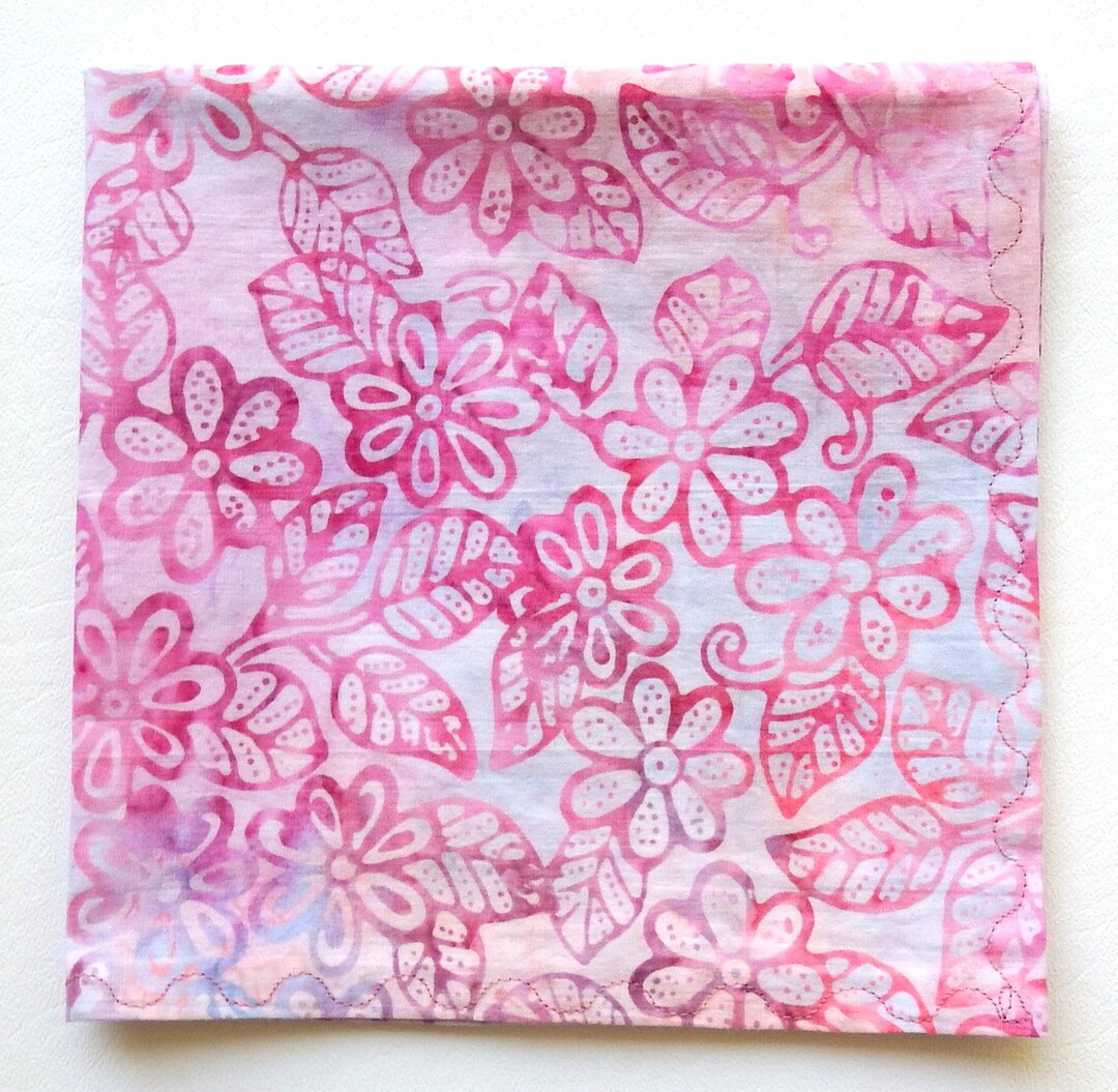 Pink Floral Cotton Batik Handkerchief: Hand-dyed Pocket Square, 14" - Etsy