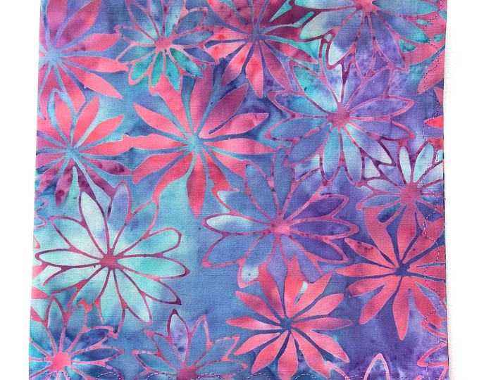 Star Floral Cotton Batik Handkerchief, Pink, Lavender, Baby Blue ...