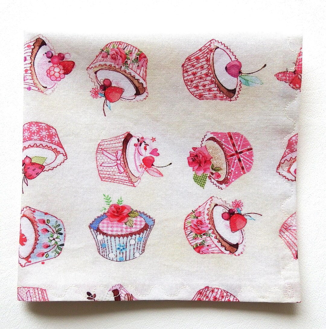 Cupcake Handkerchief, Bake Shop, Cotton Print Hankies, 12 Pocket Square ...
