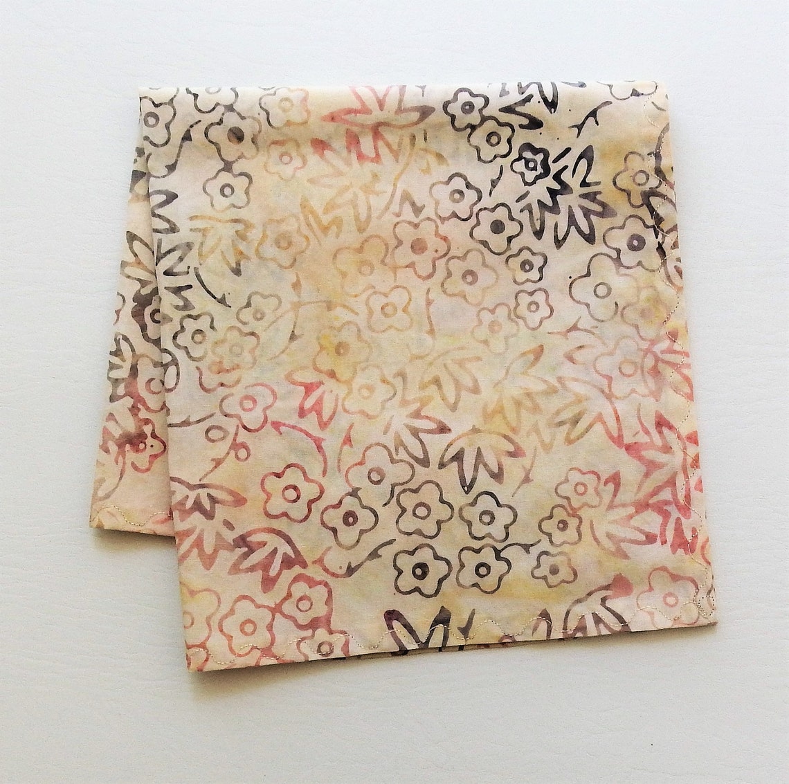 Cotton Batik Handkerchief Pastel Flowers 15 Square - Etsy