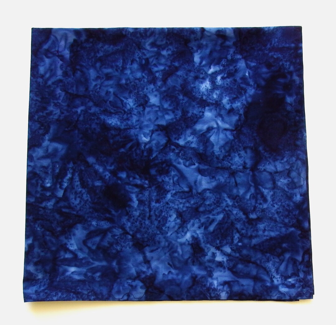 Blue Bandana, Hand Dyed Cotton Batik Fabric, 22 Square, Mottled Blues ...