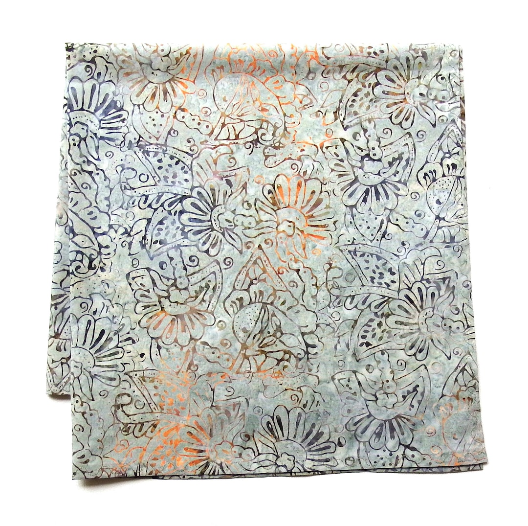 Batik Bandana, Sage Green Fantasy Floral, Sage Slate Apricot Amber ...