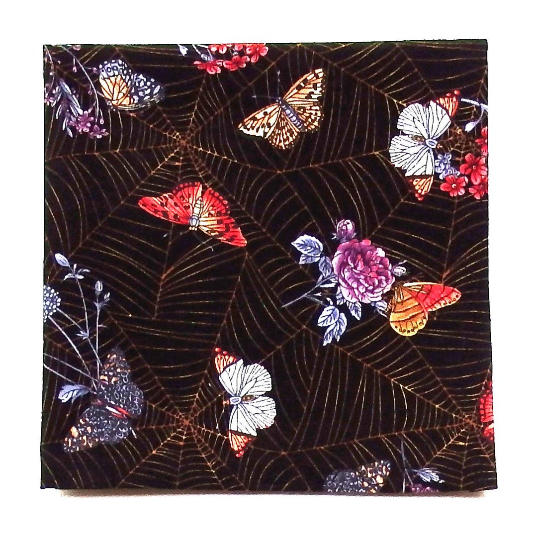 Cobweb Handkerchief, Butterflies, Thistle, Studio E Fabric, Folded Hem ...