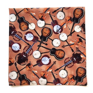 Bluegrass Music Bandana: Banjo, Fiddle, Guitar Print Cotton Scarf - Etsy