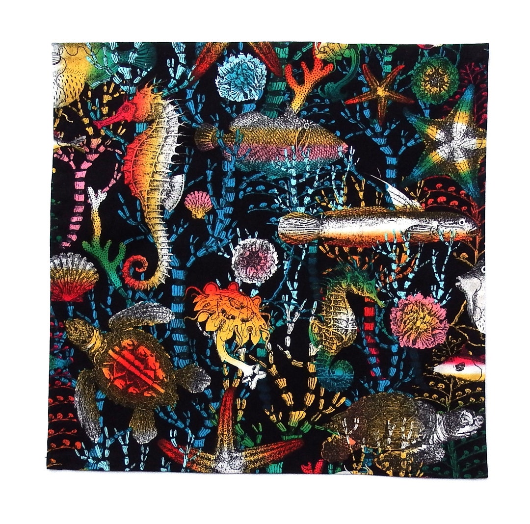 Seahorse Hanky, Sea Turtles, Starfish, Ocean Menagerie Handkerchief, 11 ...