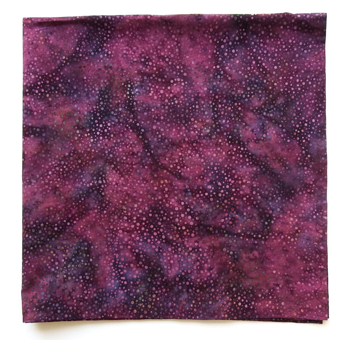 Plum Dots Cotton Batik Bandana Hand Dyed Wine Purple Head Wrap Moons