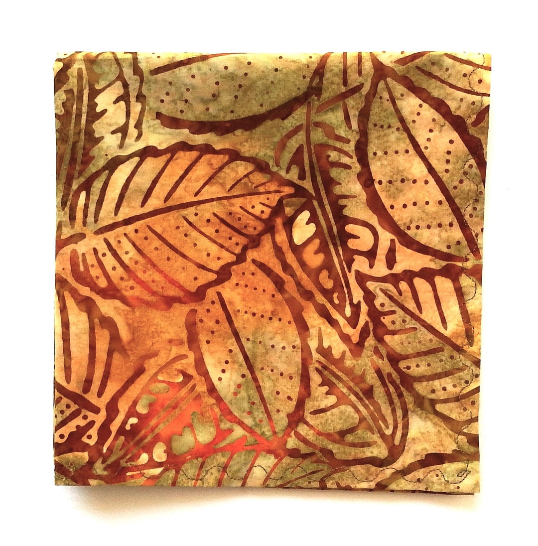 Mottled Cotton Batik Handkerchief, Blue Orange Olive Rust, 15 Pocket ...