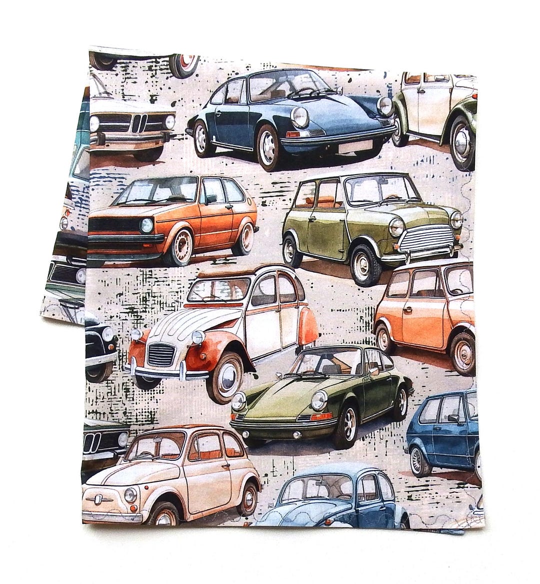 Vintage German Car Handkerchief, VW, Porsche, BMW, 18" Pocket Square ...