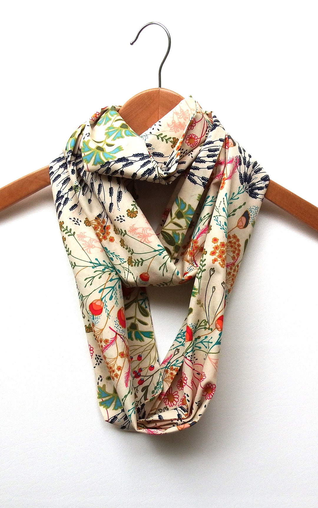 Infinity Scarf, Windswept Floral, 8" Wide 72" Loop, Eternity, Circle ...