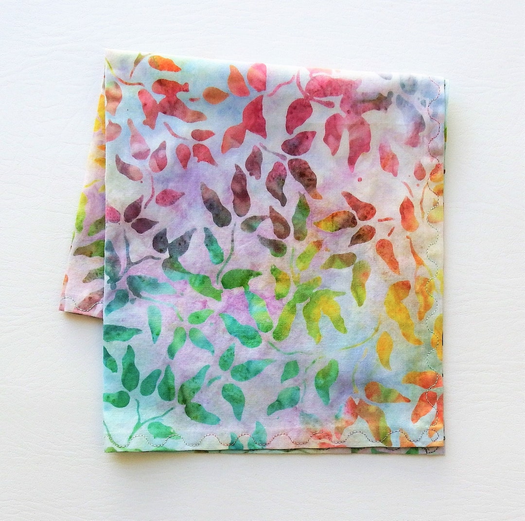 Leaf Handkerchief, 14 Pocket Square, Cotton Batik Hankies, Colorful ...