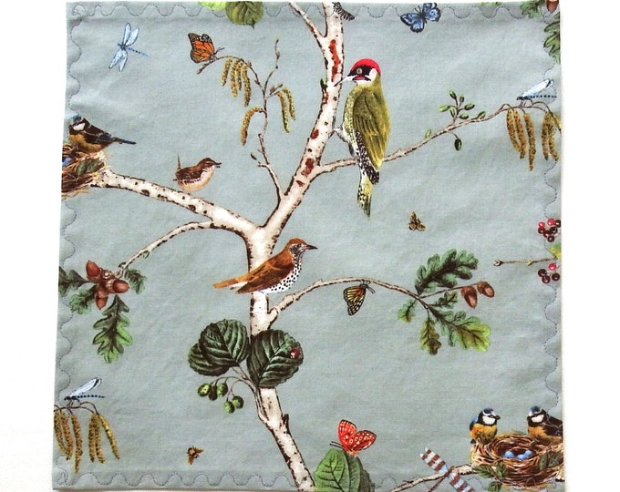 Woodland Handkerchief, Woodpecker, Acorns, Birds, Butterflies ...