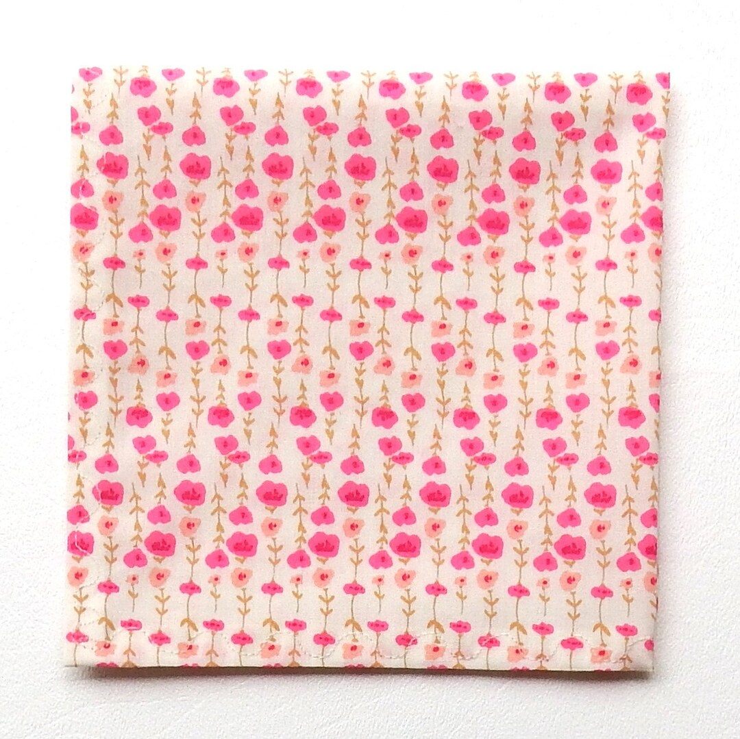 Pink Posey Handkerchief, Handmade Cotton Hankies, 10 Pocket Square ...