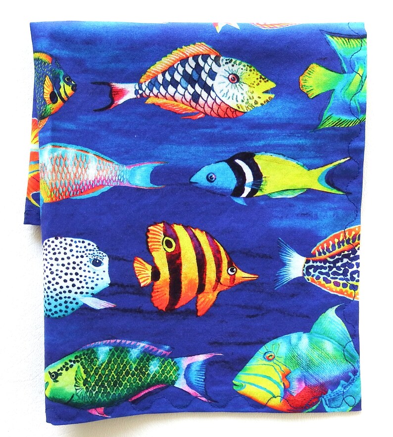 Fish Handkerchief, 12" Pocket Square, Handmade Cotton Hankies - Etsy