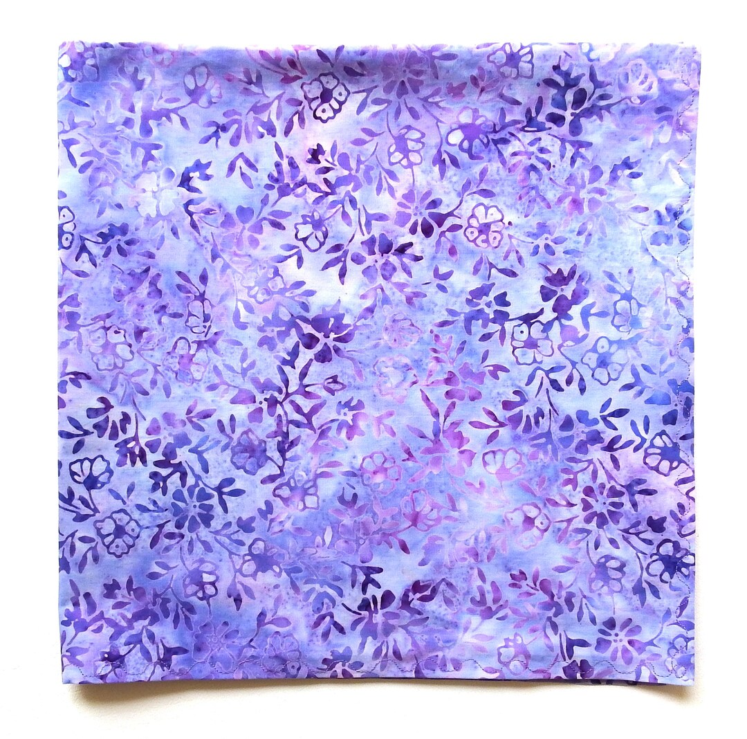 Lavender Batik Bandana, Daisies and Vines, Violets, Lilacs, 22" Square ...
