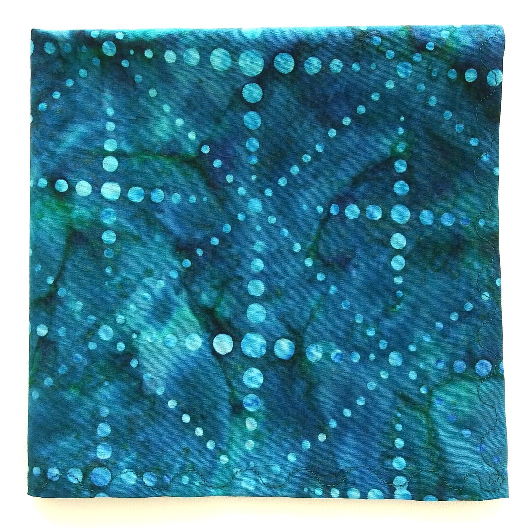 Teal Cotton Batik Handkerchief, Turquoise Dots, 12" Cotton Pocket ...