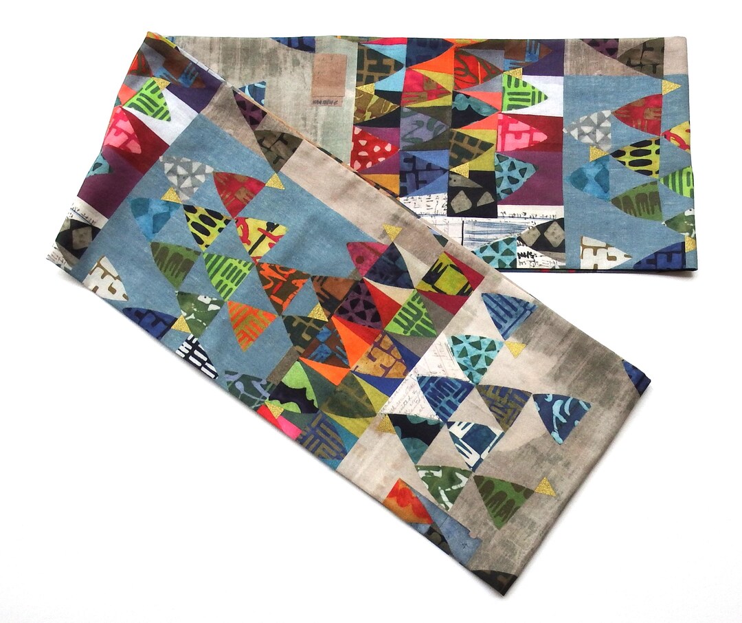 Modern Geometric Cotton Print Infinity Scarf, Eternity, Triangles ...