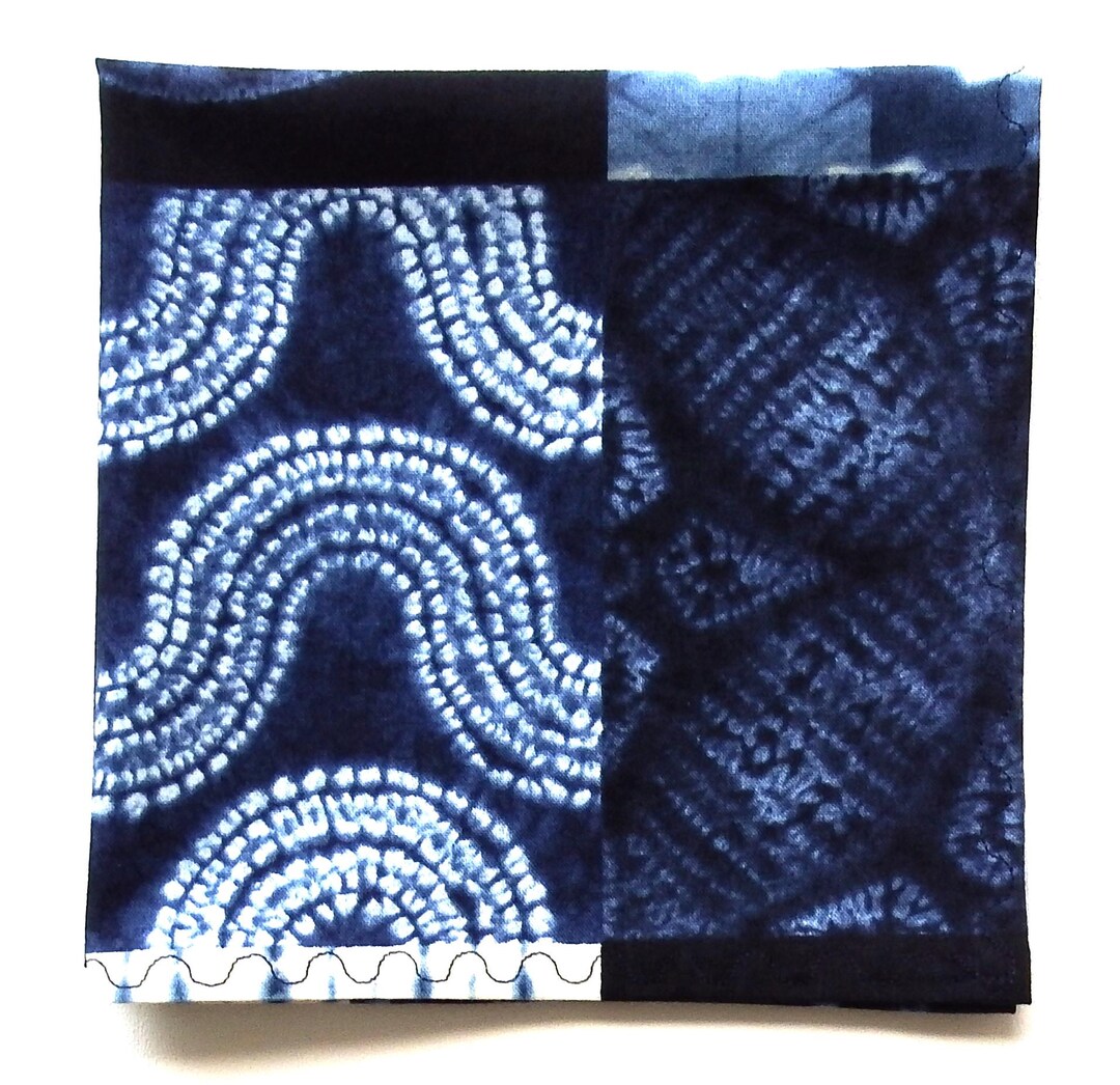 Cotton Handkerchief, Blue and White Tie Dye Look Hankies, 14" Pocket ...