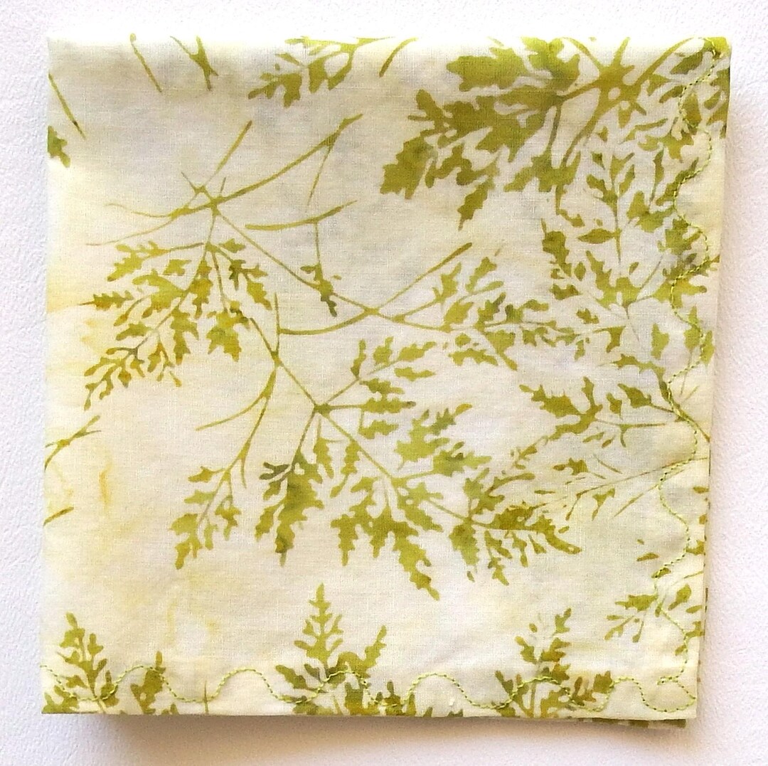 Cotton Batik Handkerchief: Fern Leaves, Chartreuse, 9" Square - Etsy