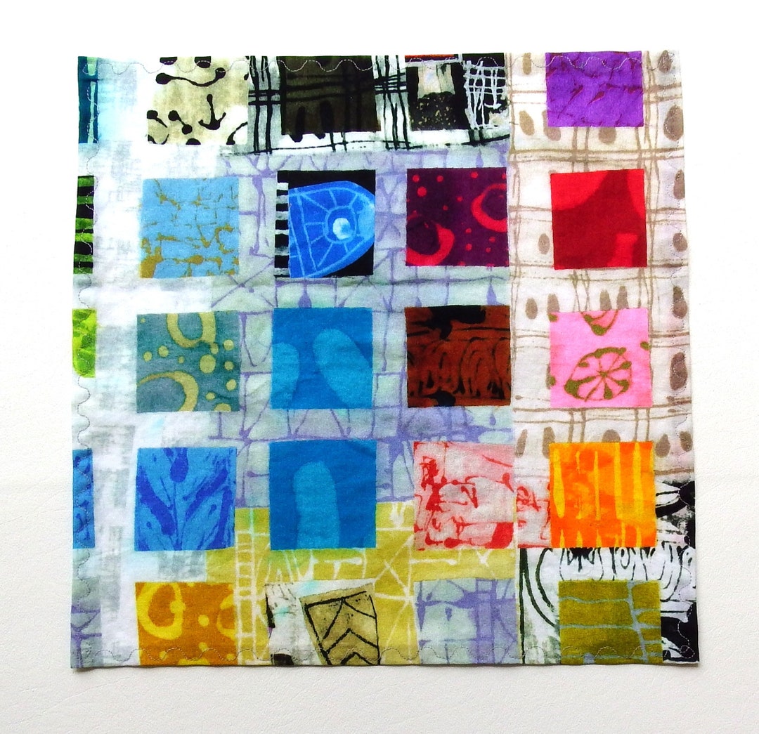 Cotton Hanky, Modern Abstract Fabric, Colorful Blocks, 12 Pocket Square ...