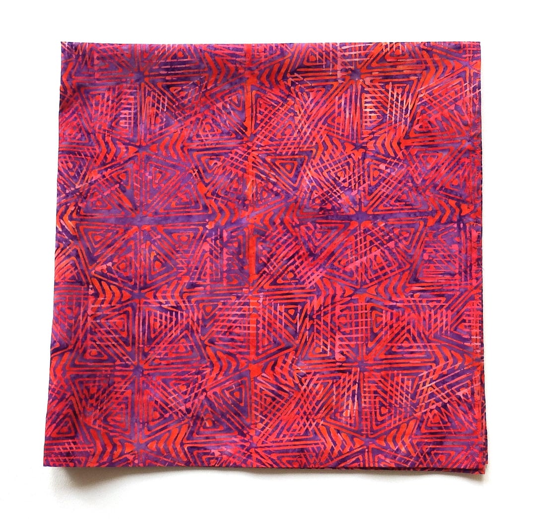 Batik Bandanas, Hexic Triangles, Abstract Orange and Purple, Hand Dyed ...