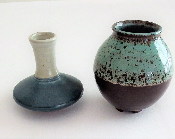 Pacific Northwest Studio Pottery Vases, Pair of Miniatures, Robin's Egg ...