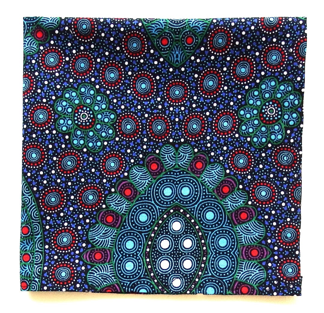 Cotton Handkerchief, Mandalas, Red Blue Green Dots, Multi-color, Soft ...