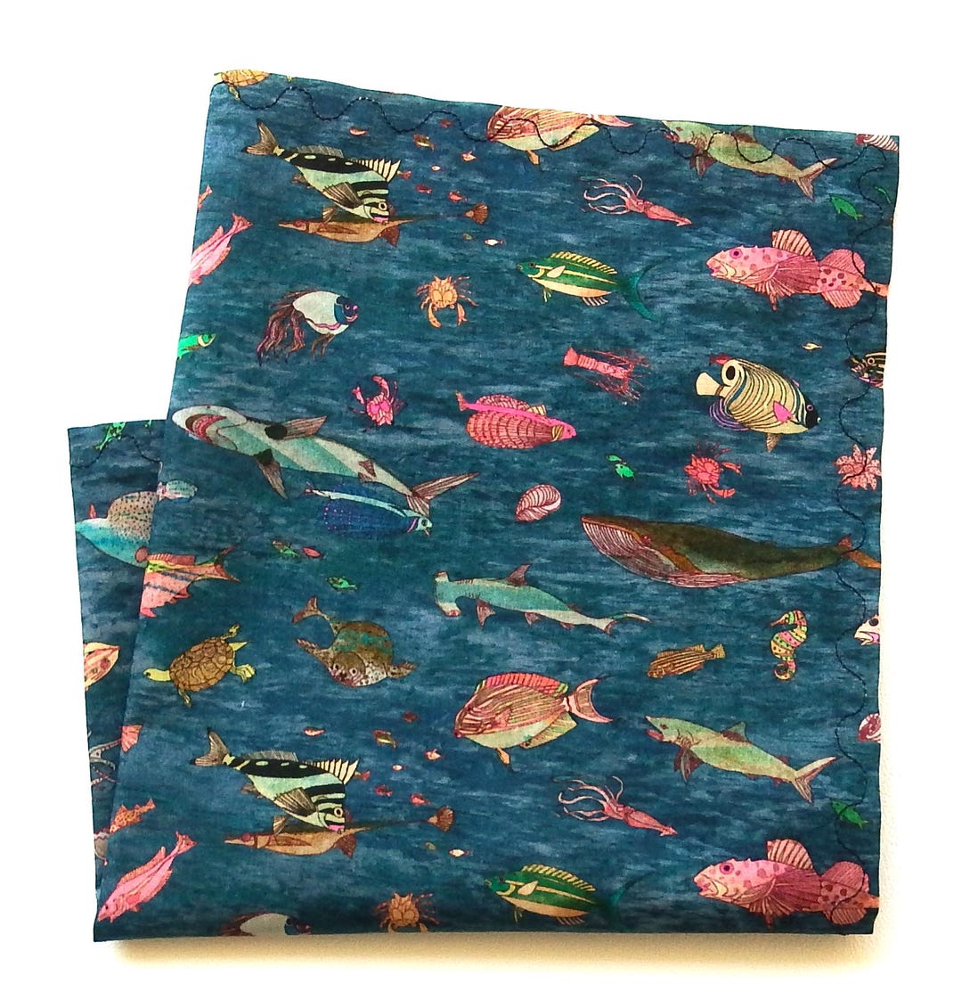 Organic Liberty of London Handkerchief, Fish Hankies, Sharks, Octopus ...