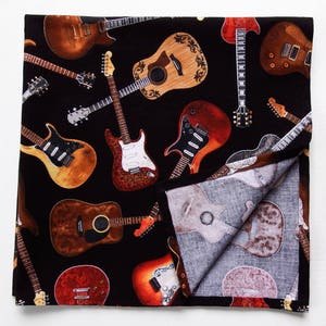 Guitar Bandana, Music Festivals, Rock N Roll, 24 Square Cotton Print ...