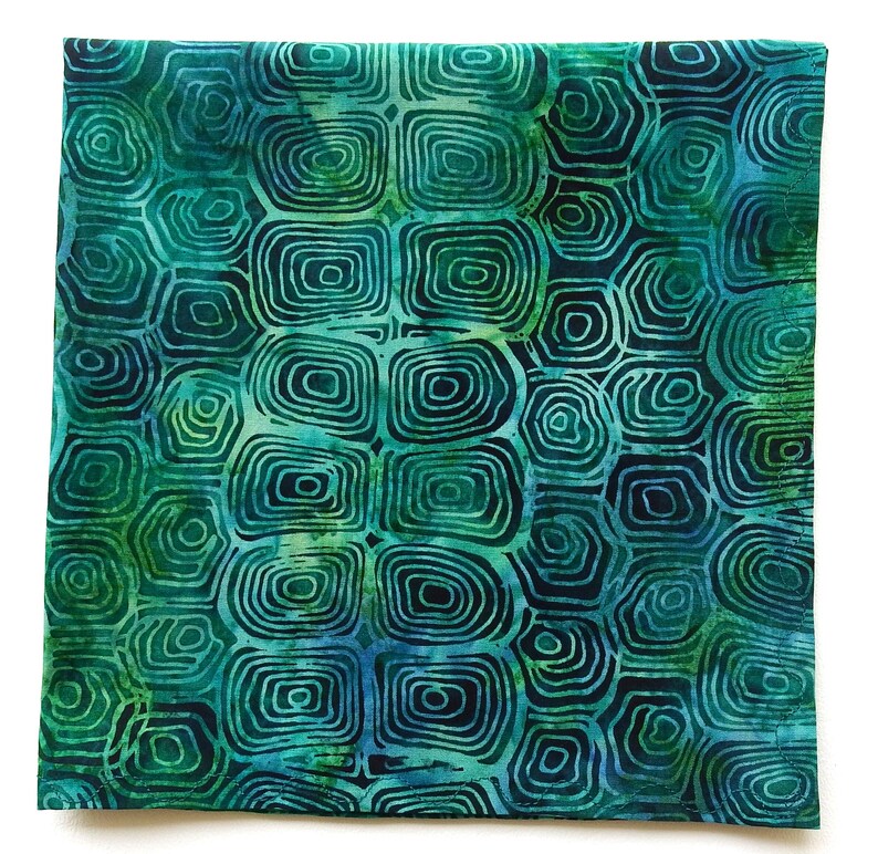Tortoise Shell Batik Handkerchief: Teal & Green Cotton Pocket Square ...