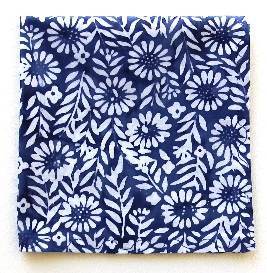 Cotton Batik Hankies, Blue and White Flower Fields, Weddings, 12 ...