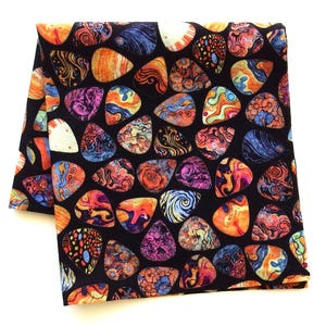 Guitar Pick Handkerchief, Rock N Roll, 13" Pocket Square, Cotton Print ...