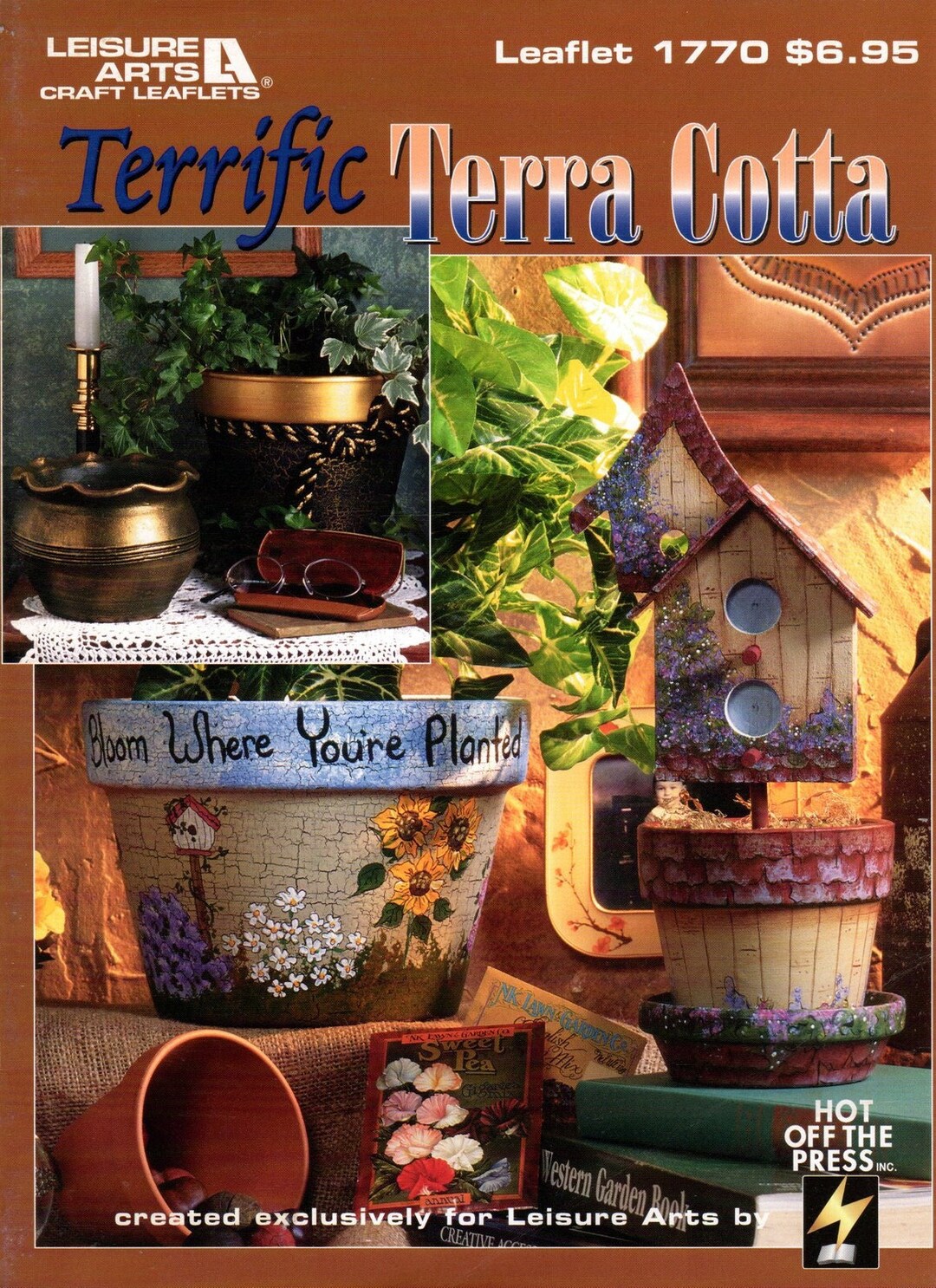 Terrific Terra Cotta Gold Pot, Bloom Where Planted, Witch Craft Leaflet ...