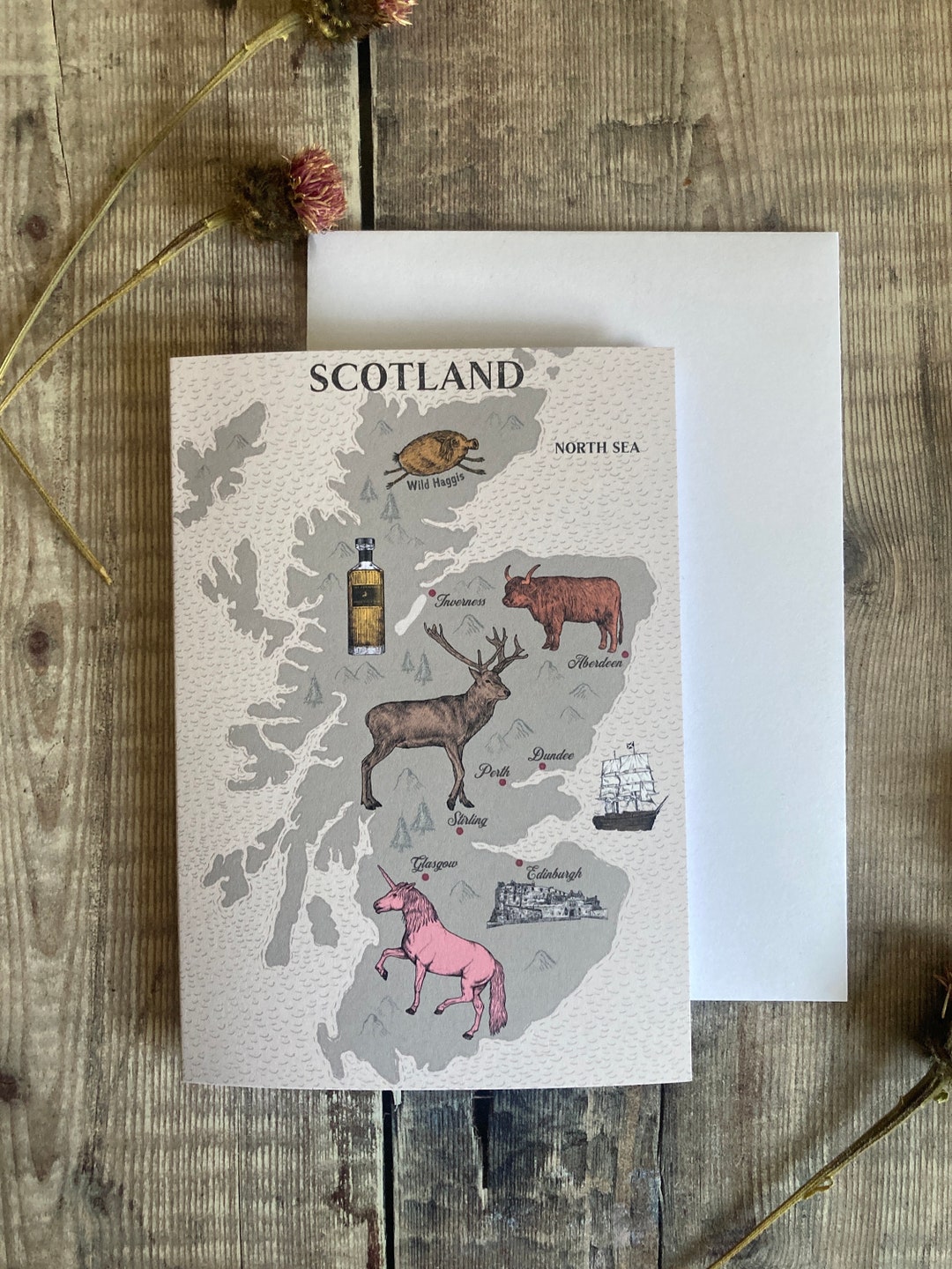 GREETING CARD / Scotland Map Card / Friendship Card / Nature Card ...
