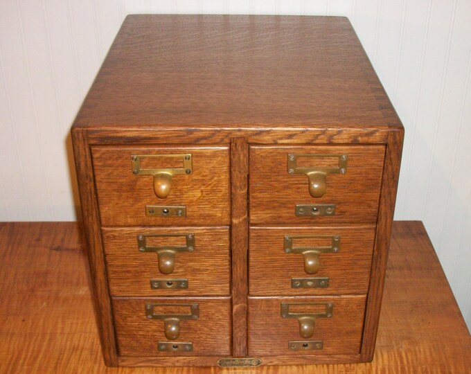 Vintage Six Drawer Library Card Catalog Oak Office File Box - Etsy