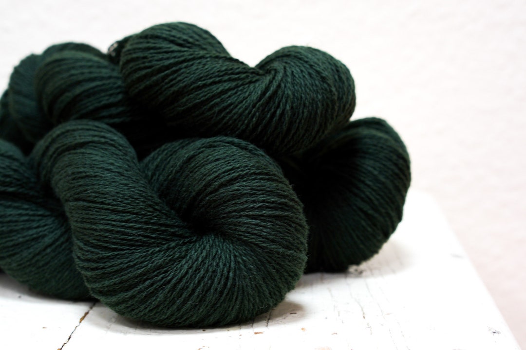 Dark Green Wool Yarn 500g./17,50 Oz. New Zealand Fingering Wool for ...