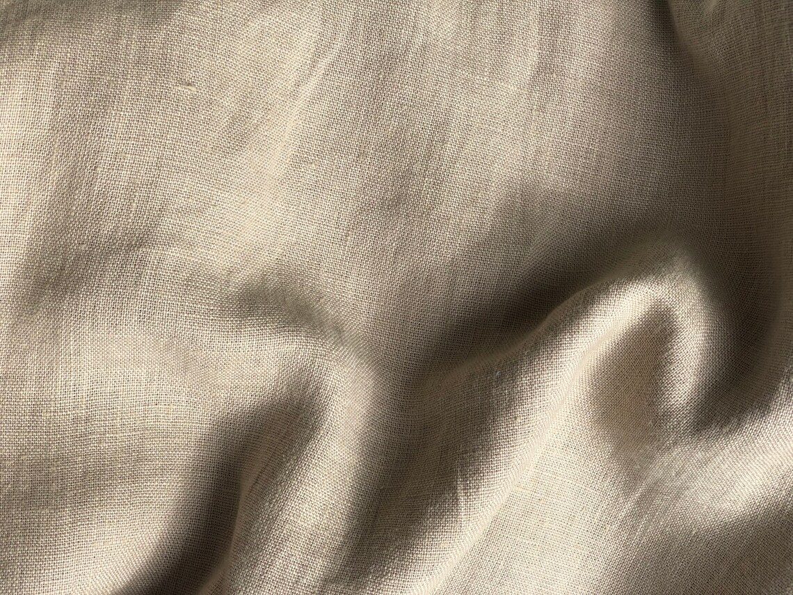 Sand color dyed linen fabric European linen fabric Stone | Etsy