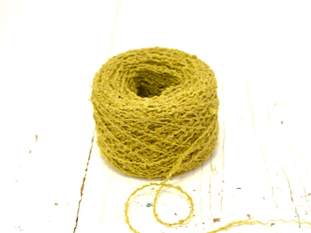 Sheen Green 50g/1,75oz. Linen Boucle Yarn for Hand Knittings, Crochet ...